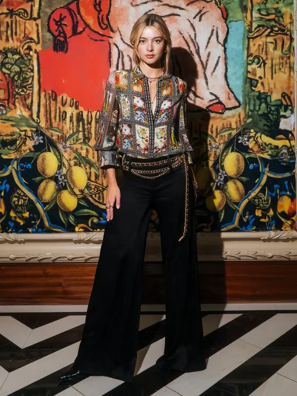 alice + olivia タロット柄 長袖シルクシャツ Alice + Olivia Tarot Card Print Silk Blouse - Enchanted Tarot